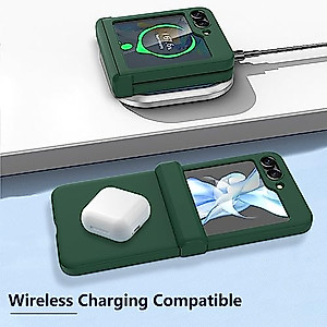 BOOLAKOS for Samsung Galaxy Z Flip 5 Case with Hinge Protection, Slim Thin Shockproof Hard Protective Phone Case Cover (Green)