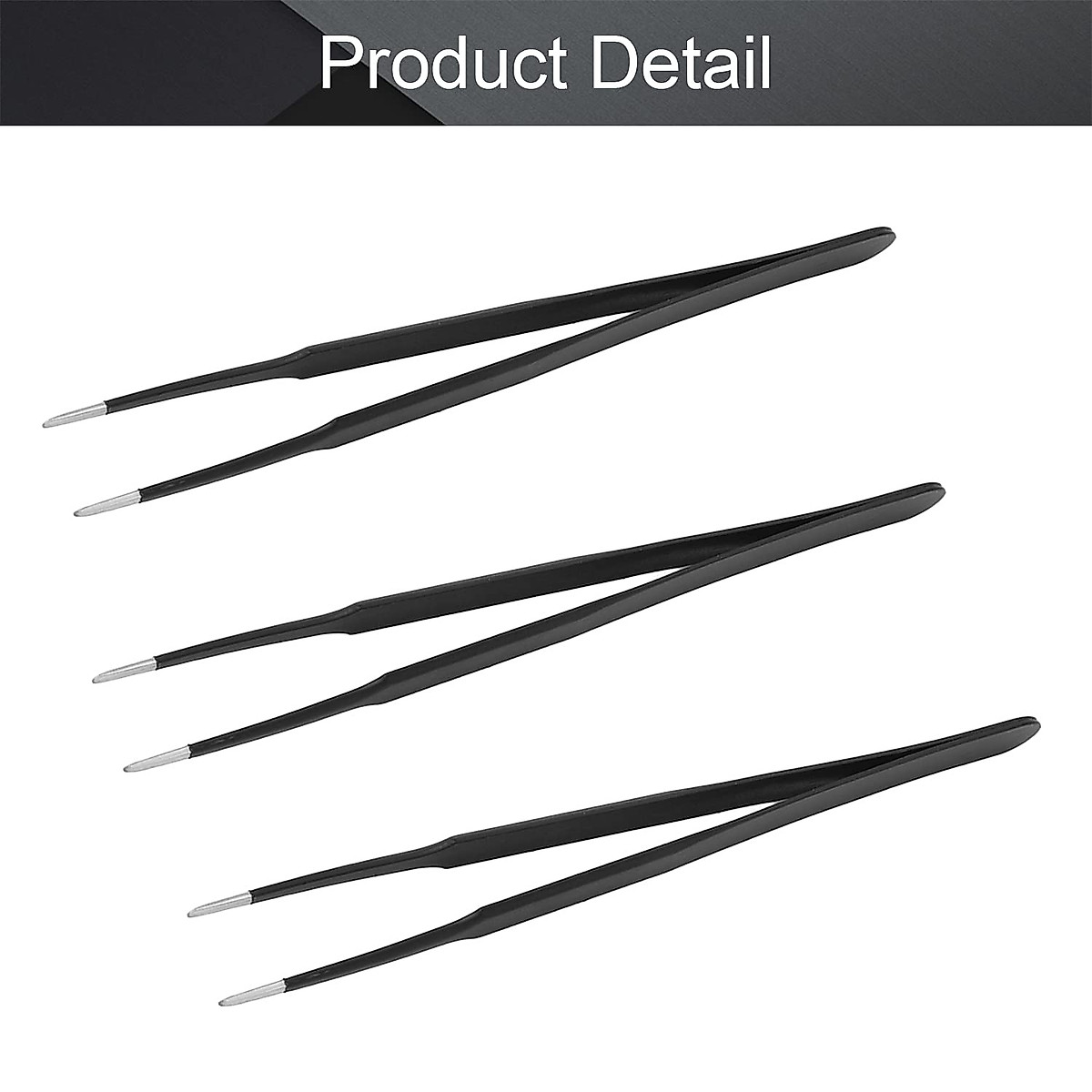 UToolmart 3PCS Precision Tweezers Set, Upgraded Anti-Static Stainless Steel Tweezers, Length: 122mm