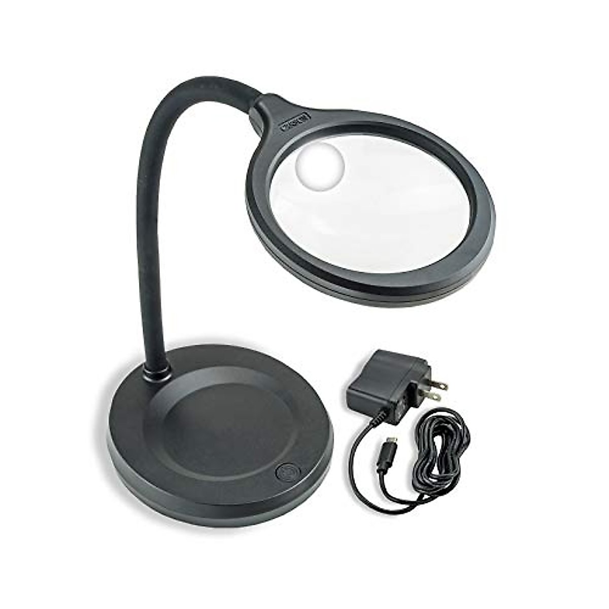 Carson DeskBrite300 COB LED Lighted 2x Aspheric Magnifier & Desk Lamp with 5x Spot Lens with Included USB-C Power Adapter (LM-30)., Black, Medium
