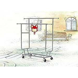 go2buy Commercial Clothing Garment Rolling Collapsible Rack Hanger Holder Double Rail