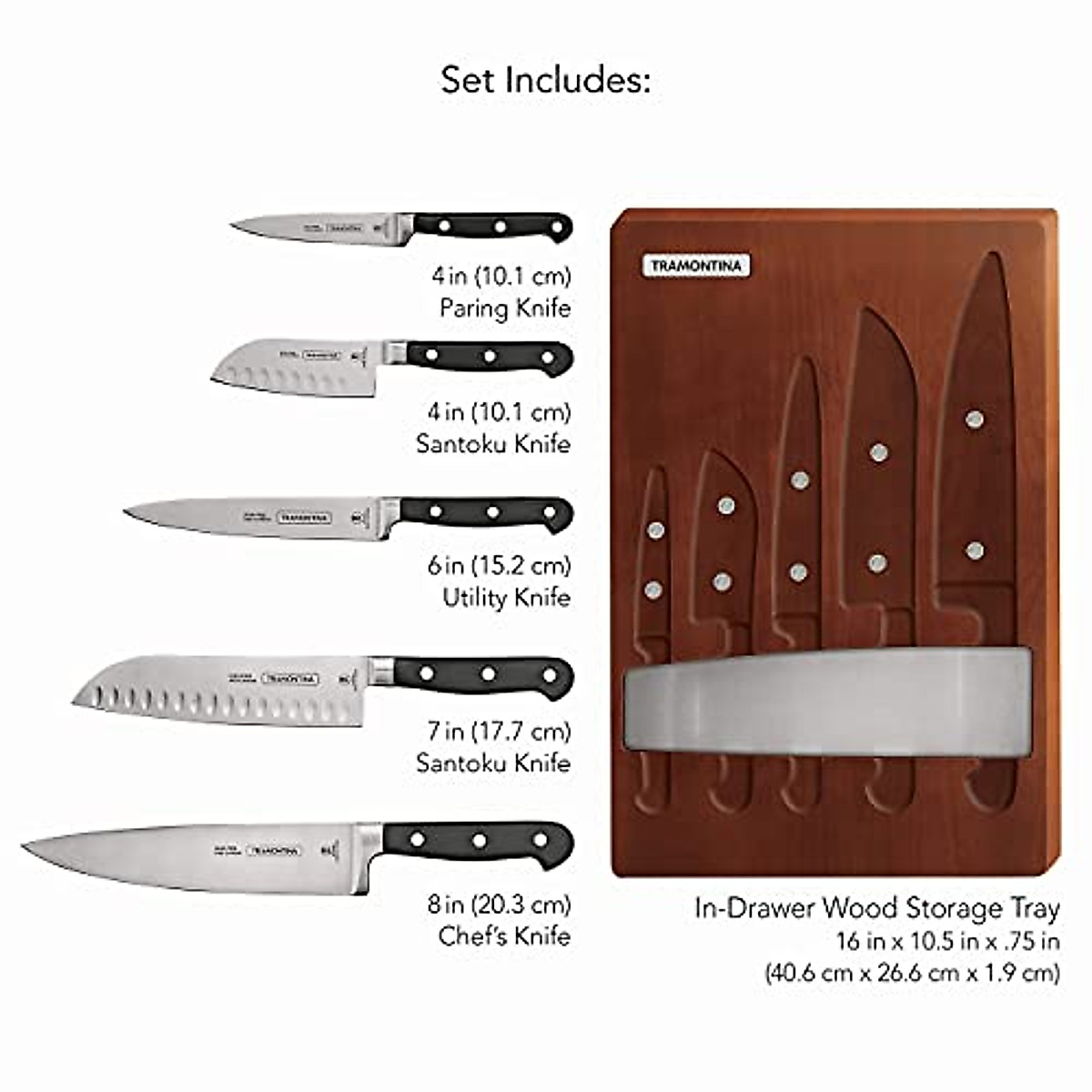 Tramontina Knife Set with Block Forged 5 Pc, 80008/561DS