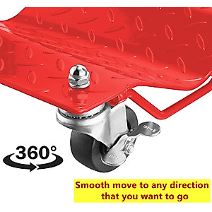 Parts-Diyer Snowmobile Car Tire Repair Tools Wheel Dolly Set of 4 6000lbs Mover, Heavy Duty Vehicle Wheels Dollies Movers Skates Diamond, Red