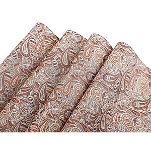 Picheng Paisley Flower Faux Leather Sheets: Paisley Cashew Flower Faux Leather Rolls 13.8"X53"(35cmX135cm) PU Solid Faux Leather Sheet for Making Crafts, Sewing DIY Projects (Paisley Flower-F)