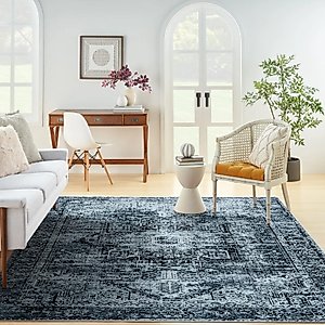 Worxvell 6x9 Living Room Rug - Large Washable Area Rug for Bedroom Non Slip Decor Rug, Oriental Machine Carpet for Dining Room Kids Room Classroom Vintage Low Pile Distressed Throw Rugs for Office