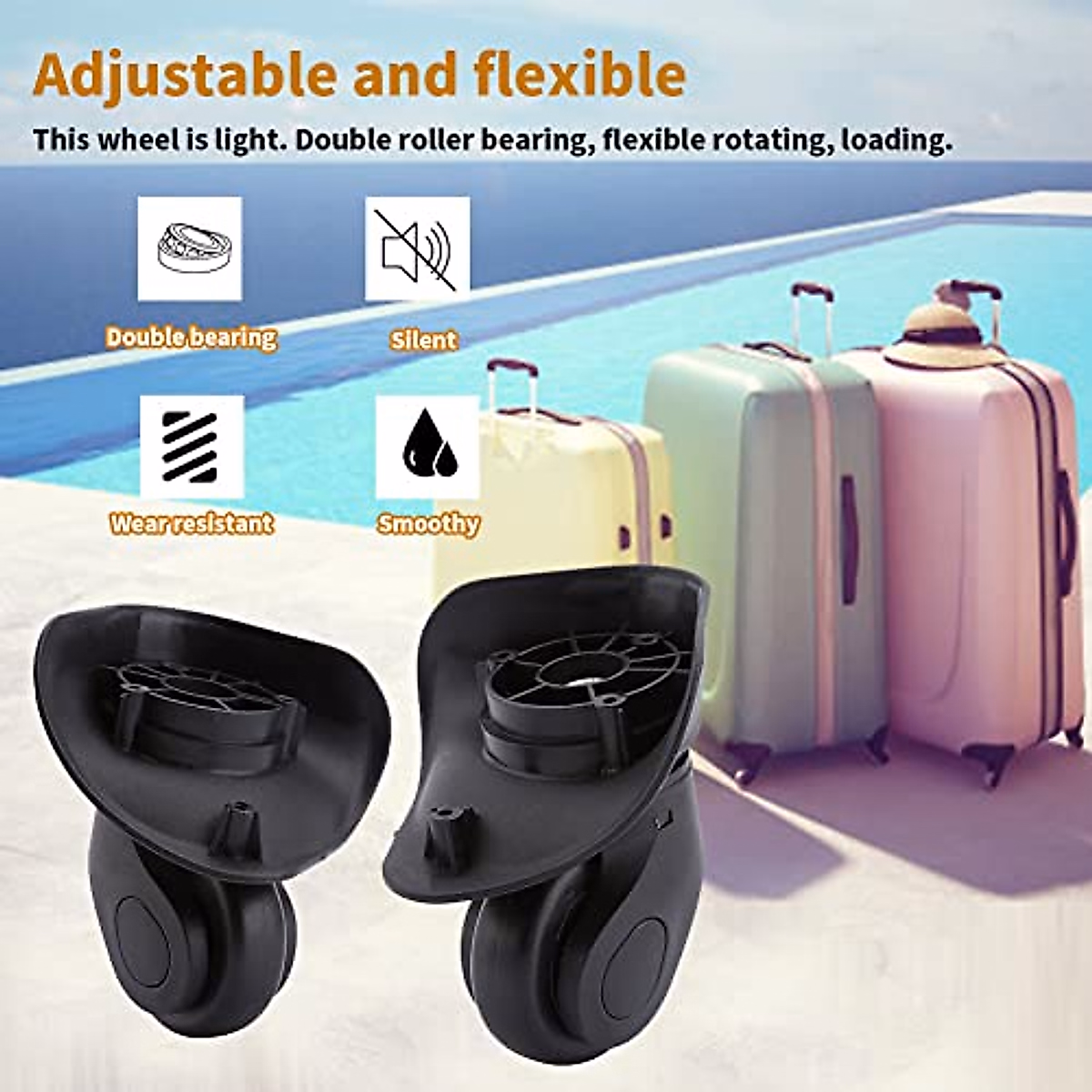 Suitcase Luggage Wheels, 2pcs Universal Suitcase Replacement Wheel for Travel Case Luggage Wheels Replacement Samsonite Wheels Replacement