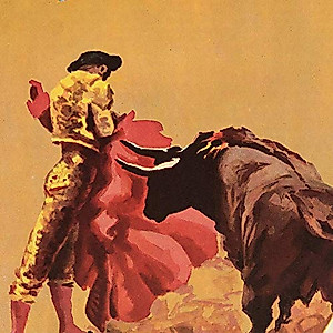 Set of two (2) Spanish Air Lines Travel Poster Prints - Fiesta de Toros Bullfighting Festival in Spain circa 1950 - each measures 12 x 16 inches