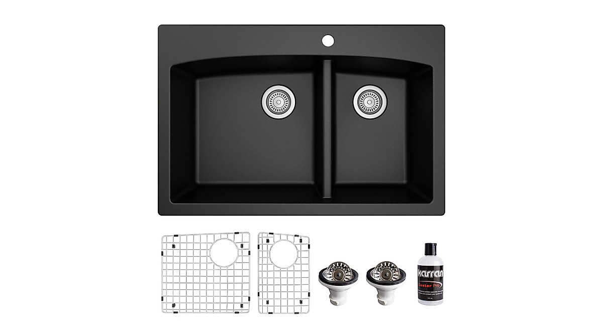 Karran QT-711 Drop-In Quartz Composite Kitchen Sink in Black