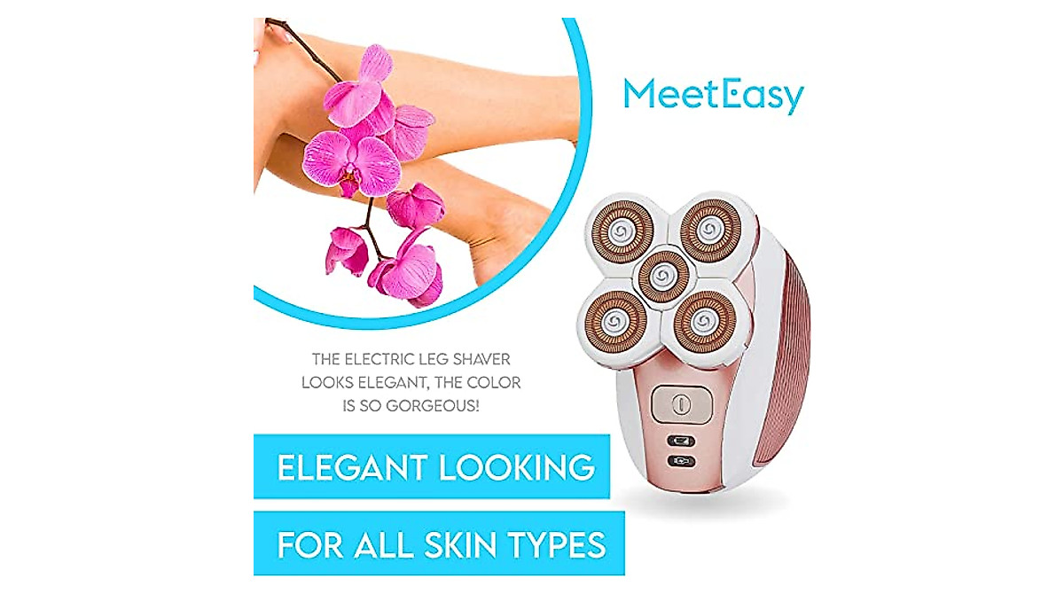 Meeteasy Electric Leg Shaver for Women - Painless Hair Removal (Gold)