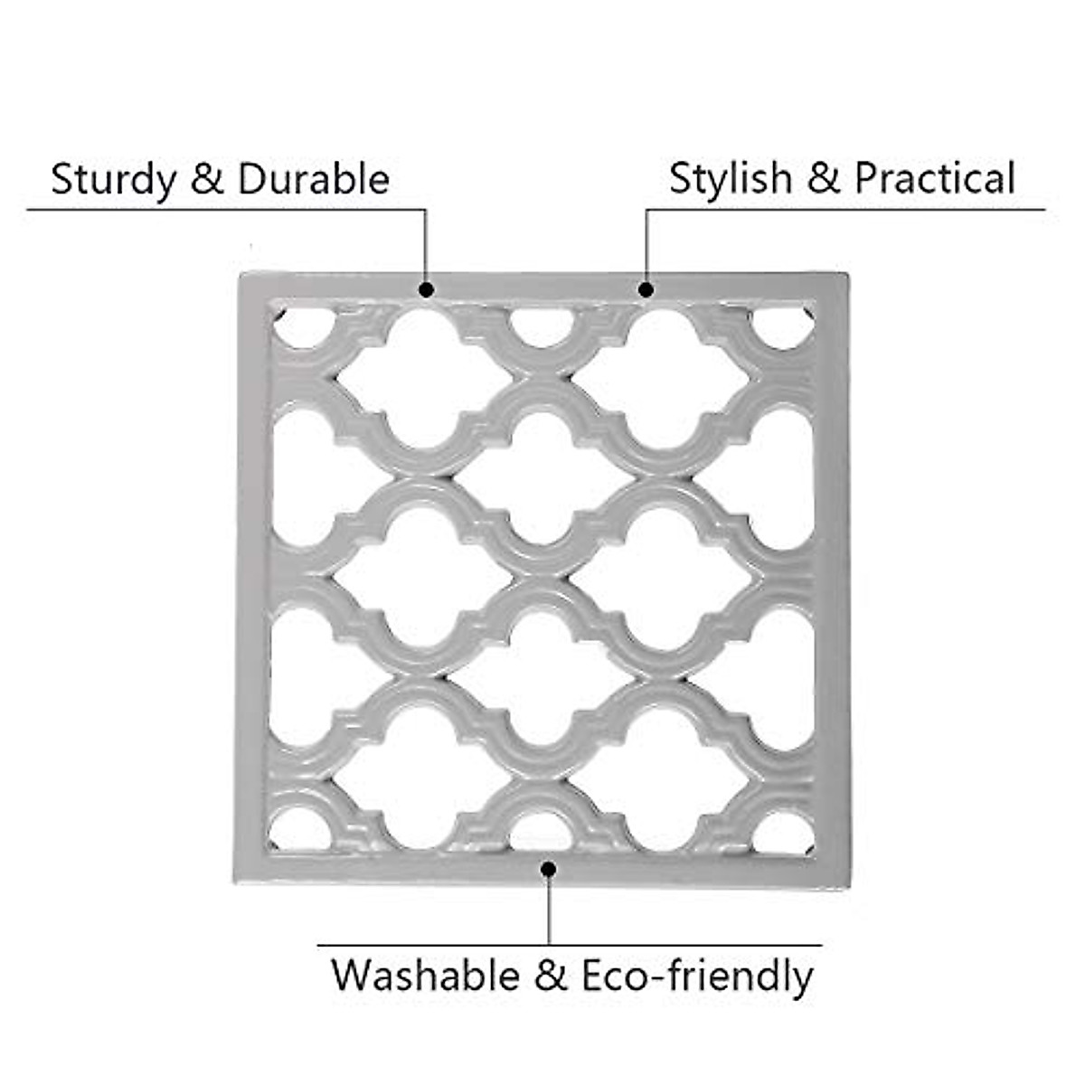 Square Cast Iron Trivet Gray Metal Trivets for Kitchen Dining, Hot Pot Holder Hot Pads for Table & Countertop - Heat Resistant Teapot Trivets