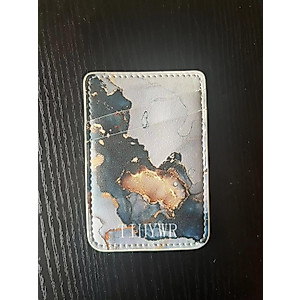 Leather Phone Card Holder Phone Wallet, Stick Back Phone Wallet Sticker Stylish Phone Case Credit Card Holder, Suitable for iPhone, Samsung, Android and Most Smart Phones.Grey marble Gray