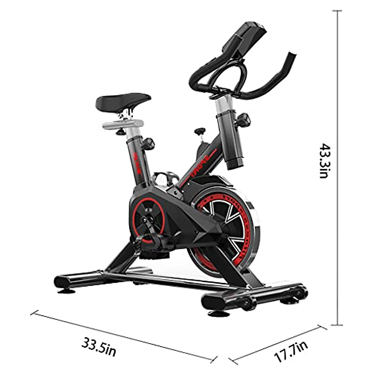 Exercise Bike Resistance and Height Adjustable Indoor Cycling Bike Stationary with LCD Digital Monitor and Phone Holder, Professional Exercise Sport Bike for Home Cardio Gym Workout (Black 2)