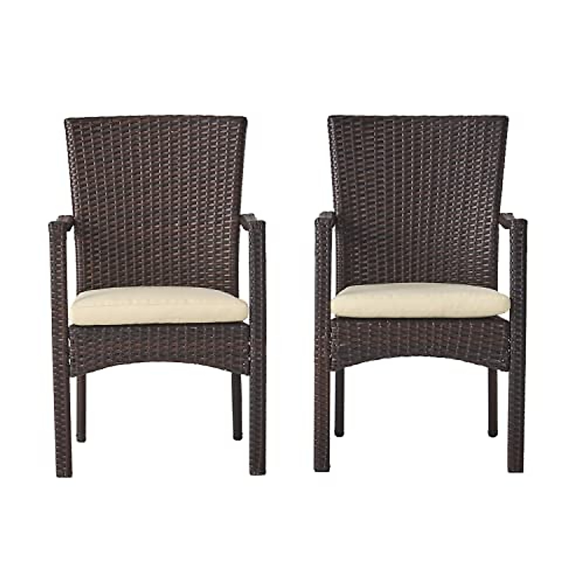 Christopher Knight Home Corsica Outdoor Wicker Dining Chairs, 2-Pcs Set, Multibrown