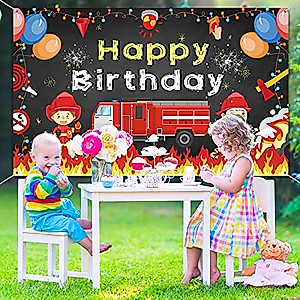 Firetruck Birthday Party Supplies Decorations Firetruck Theme Backdrop Background Banner for Boys Girls Birthday Party Favor Fireman Firefighter Red Firetruck Kids Party Photo Booth Cake Table Decor