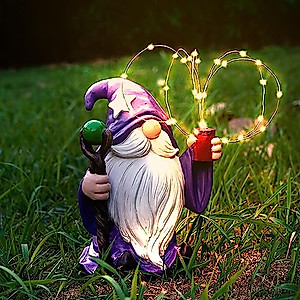 Joint Honglin Resin Gnome Statue Outdoor Decor Waterproof Firework Solar LED Lights Gnome Garden Sculpture Decorations for Outside Lawn Patio Yard Ornament Gifts (Gnome)