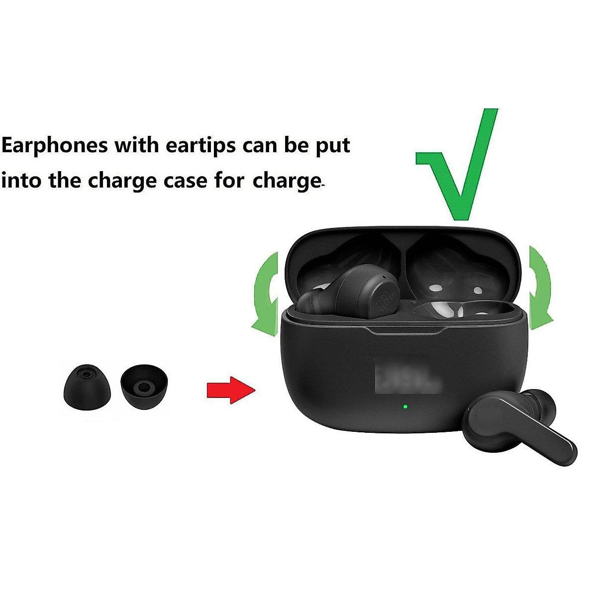 Replacement Ear Tips Eartips Ear Plug Ear Gels Compatible with JBL Vibe 200TWS Earbuds,JNSA Silicone Ear Tip Replacement for JBL Vibe 200TWS,S/M/L 6 Pairs,Black 532