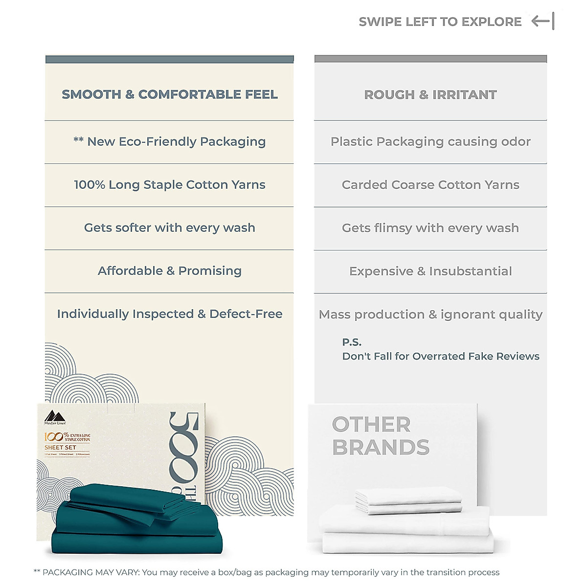 Mayfair Linen 500 Thread Count Twin Cotton Sheets - 3 PC Twin Size Bed Sheet Set Cotton (Teal), Ultra Soft, Cooling, Sateen Hotel-Quality 16" Deep Pocket Bedsheet for Hot Sleepers (Fits 18" Mattress)