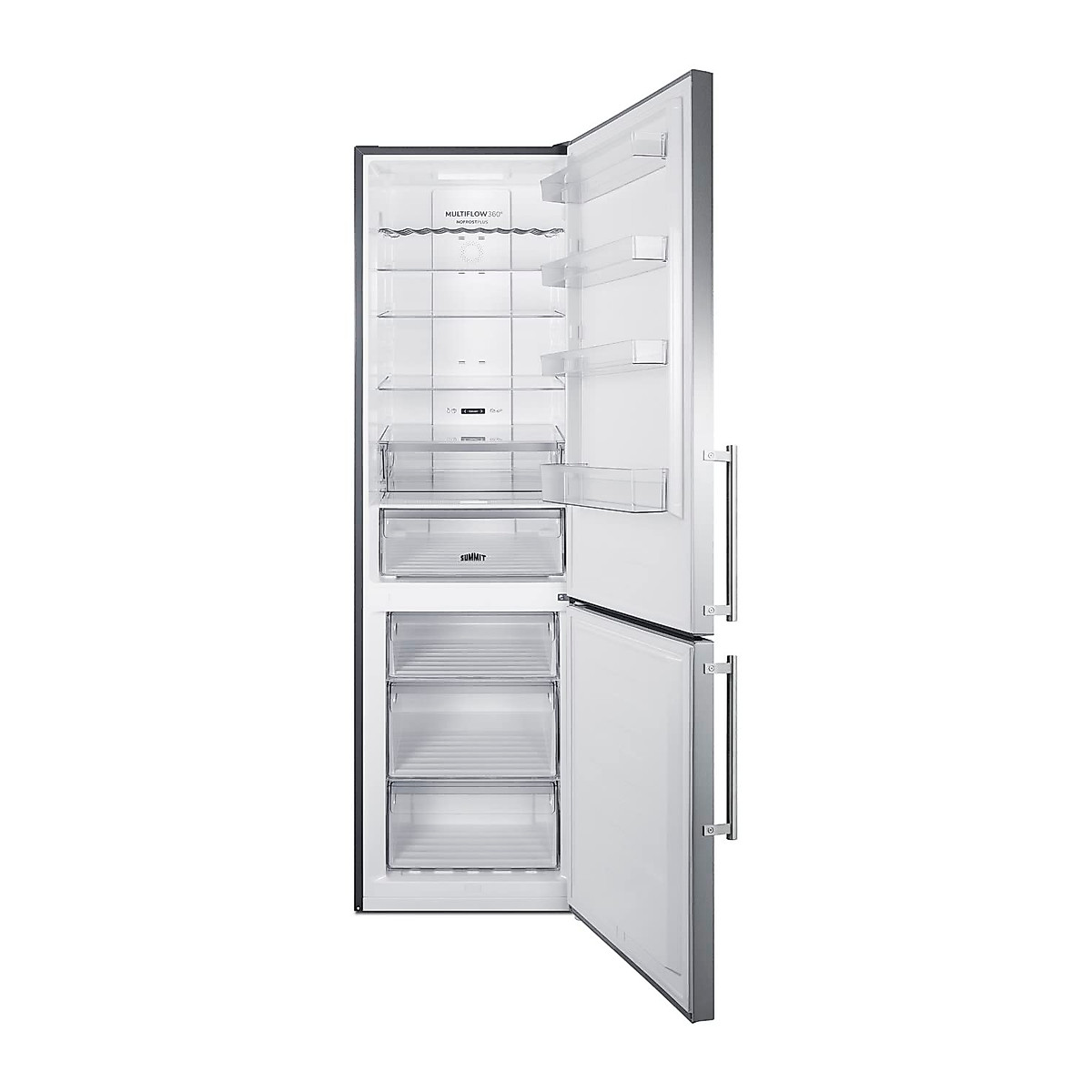 Summit Appliance FFBF181ES2 24" Wide Bottom Freezer Refrigerator with Stainless Steel Doors and Energy Star Certified Performance, Platinum Cabinet