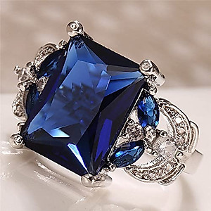 925 Sterling Silver Ladies Sapphire Rings Gorgeous Rings Angel Wings Wedding Rings Charming Fashion Marquise Rings Moonstone Diamond Jewelry Casual Accessories Engagement Rings Size 6-10 586 (7)