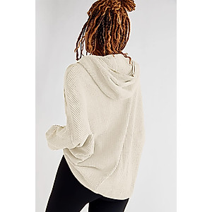 Womens Fashion Zip Up Hoodies Oversized Waffle Knit Jacket Shirts Long Sleeve Solid Shacket Blouse with Pockets