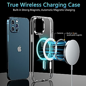 YEMODO iPhone 12 Pro Max Case Magnetic Clear Phone Case for 12 Pro Max 6.7 Inch Compatible with MagSafe, Military Grade 360°Protection, Never Yellow, Slim Thin Cover, Come with Protectors