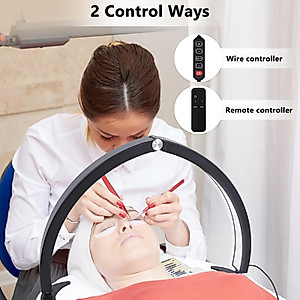 Gicrymil Half Moon Light for Nail Desk, 29in Half Moon Table Lamp Nail Desk Lamp with Wire Controller & Remote, Lash Light Lamp for Eyelash Extensions Tattoo PMU, 7 Cool/Warm Tones & 10 Brightness