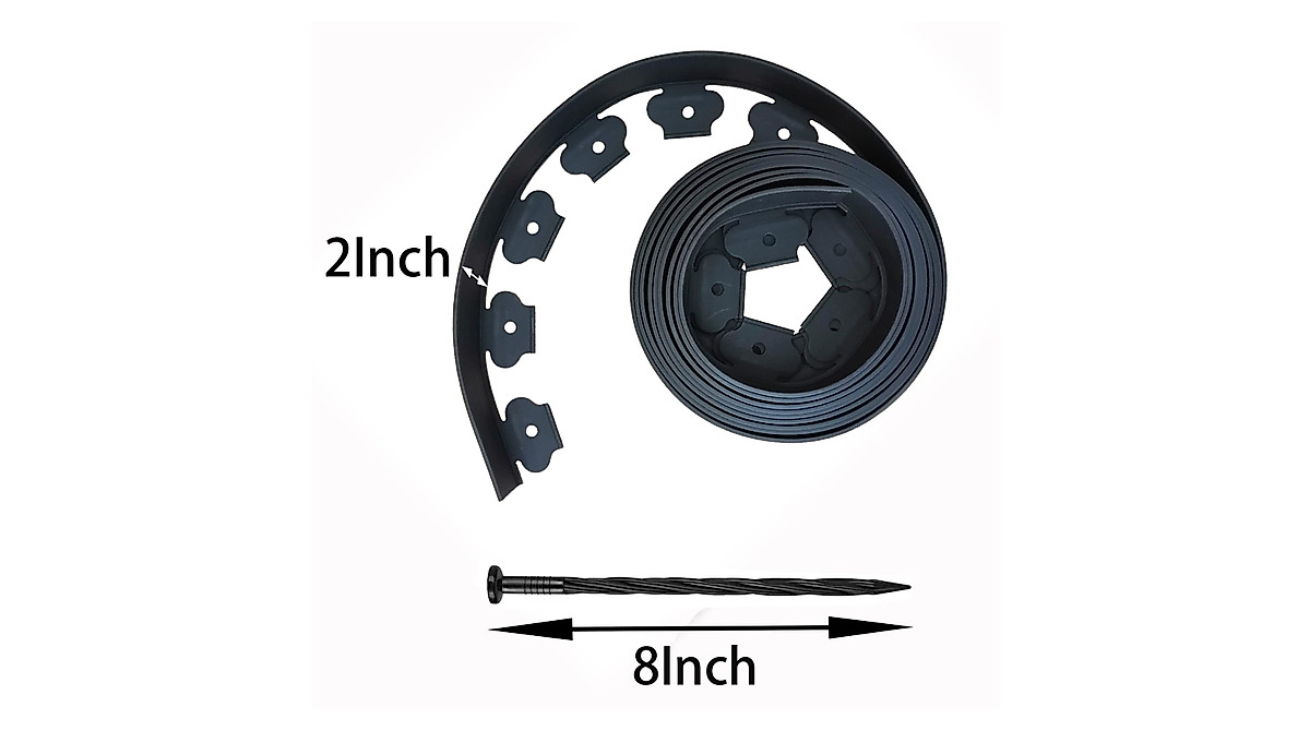 20ft Plastic Landscape Edging - No Dig Garden Border with Stakes
