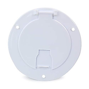 RV Camper Trailer Motorhome Power Cord Hatch Electrical Access Door White (White 5W)