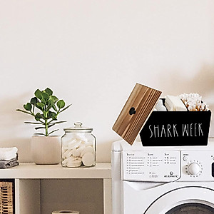 Tampon Holder for Bathroom,Farmhouse Bathroom Organizer,Rustic Wood Bathroom Storage Bin with Lid,Wood Movable Partition Feminine Product Organizer with Lid,Bathroom Accessories Box (Black wood)