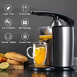 15 Oz Double Walled Glass Coffee Mugs, 2 Packs Clear Coffee Mugs with Lids Insulated Coffee Cups with Handle Perfect for Cappuccino,Tea,milk ,Espresso,Latte, Hot Beverage Set of 2 (Glass lid, 15oz)