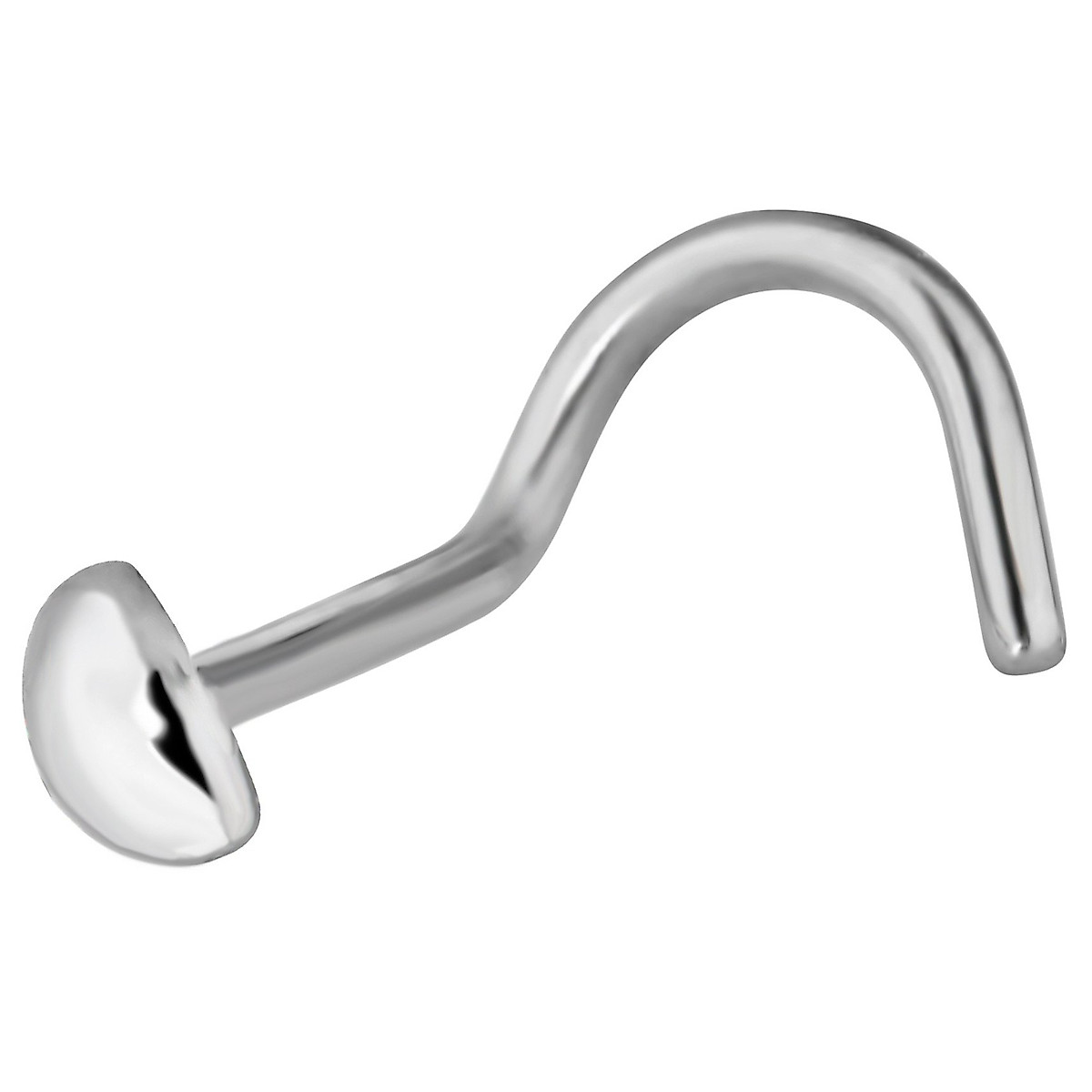 Forbidden Body Jewelry 20g Surgical Steel Nose Screw with Flat Steel Dome Ball