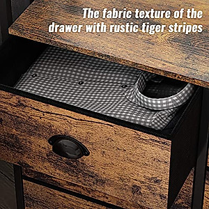 Nightstand with 3 Drawer and Dresser with 6 Drawer and Shelves Clothes Organizer Storage Towel Unit for Bedroom,Living Roomd,Entryway,Home Furniture Rustic Industrial Style