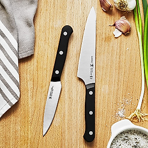 HENCKELS Solution Razor-Sharp 2-Piece Compact Chef Knife Set, German Engineered Knife Informed by over 100 Years of Mastery, Black