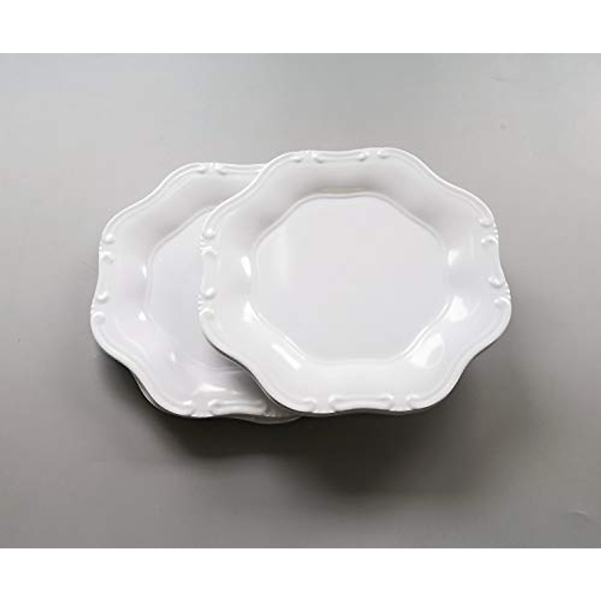 LOK-OSEMILE Melamine Dinner Plates Set for 6, 11 inch Dinner Dishes Set for Indoor and Outdoor Use, White