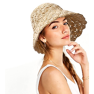 Sun Hat Womens Summer Packable Bucket Hats Boho Beach Straw for Women UV Protection Cute Foldable Cap for Ladies Girls