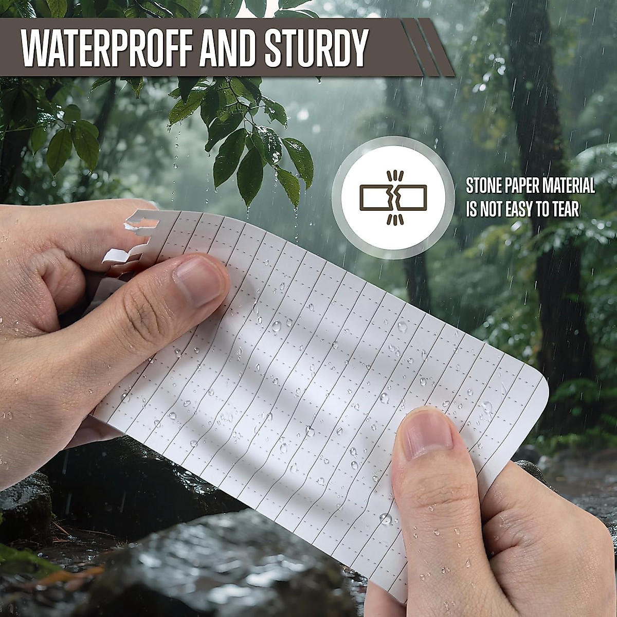 GLORYFIRE Waterproof Notebook Tactical All-Weather Spiral Memo Paper Notepad with Waterproof Grid Paper for Outdoor Activities Recording 3"x5" (5pcs)