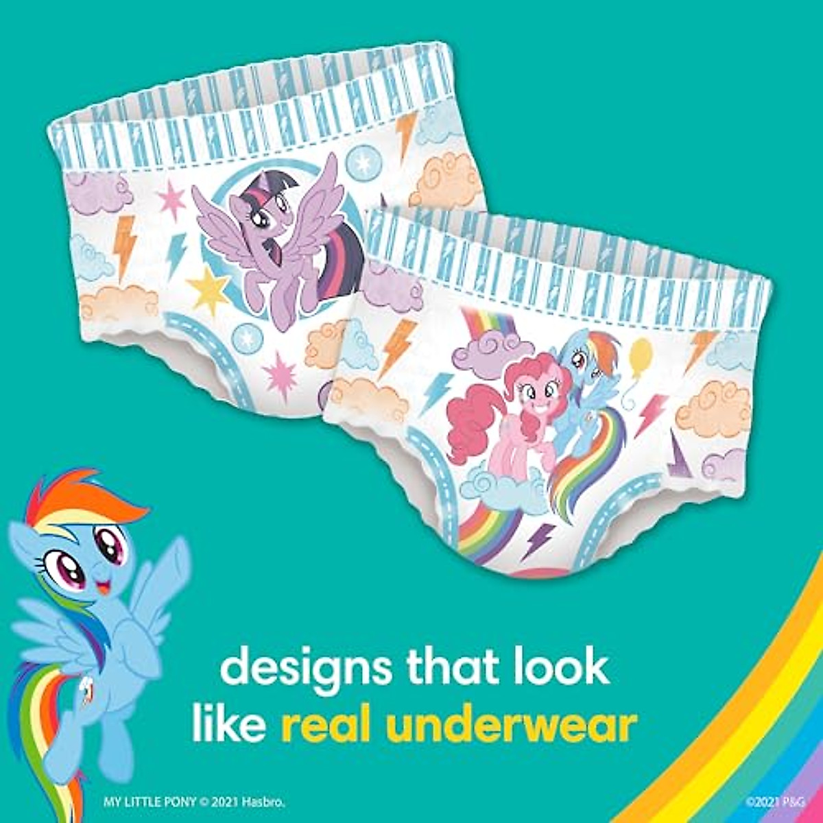 Pampers Easy Ups Pull On Training Pants My Little Pony, 4T-5T, 104 Count with Sensitive Water Based Baby Wipes 4X Pop-Top Packs (336 Count)