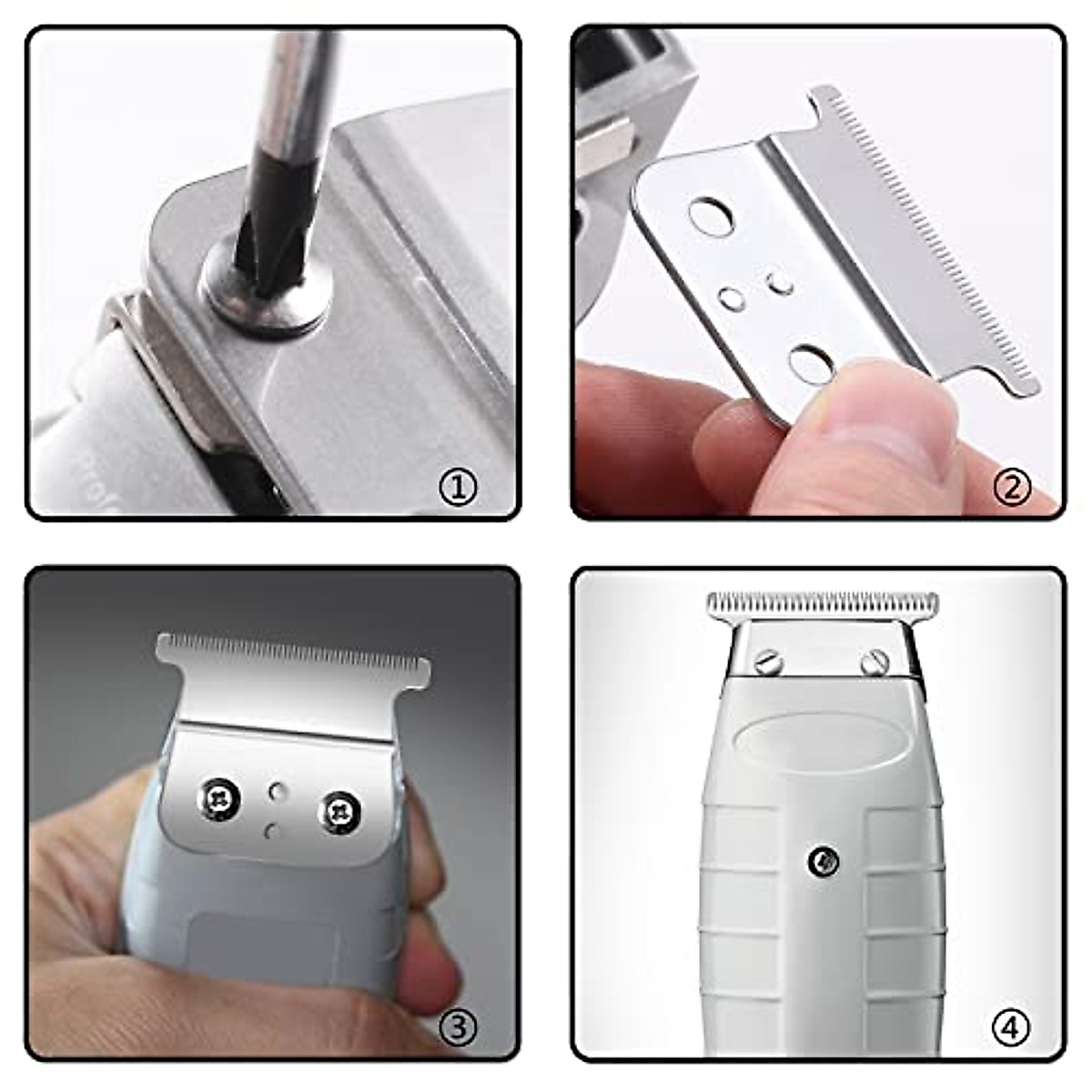 T Outliner Replacement Blades Compatible with Andis T Outliner/Andis Gtx/Andis Blackouts/Andis T-outliner Cordless/corded, including 2 packs Sliver T Blades & 4 packs Black Combs