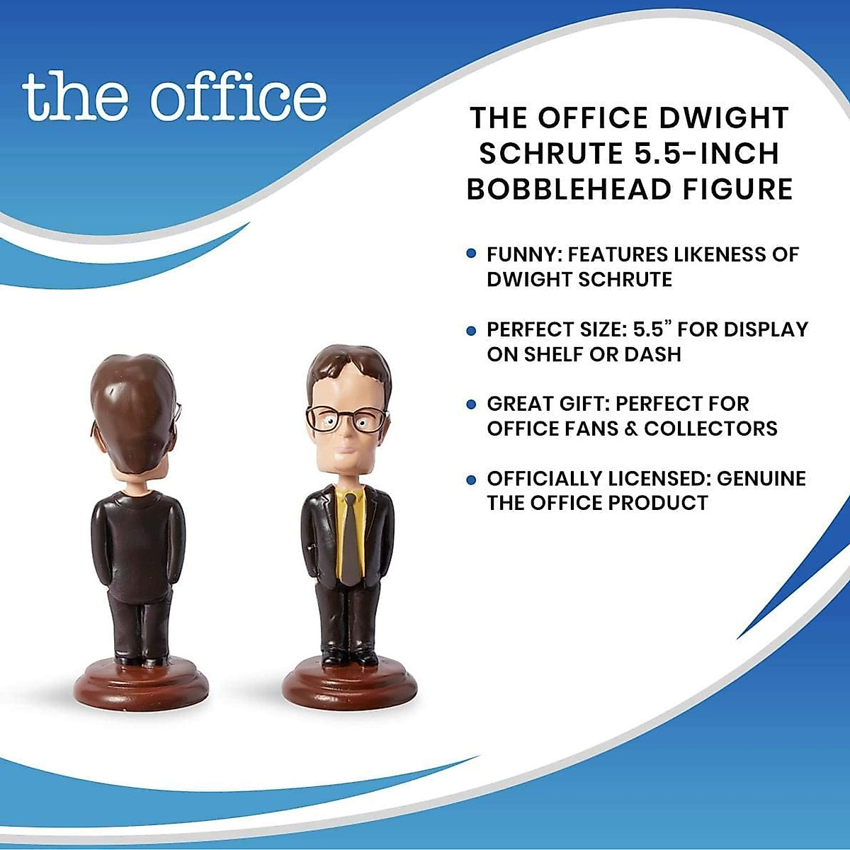 The Office: Dwight Schrute Bobblehead - Dunder Mifflin Bobble Head Figure - Funny Merch & Memorabilia - Novelty Car Dashboard Statue - TV Show Collectible Figures - Stunned Mind