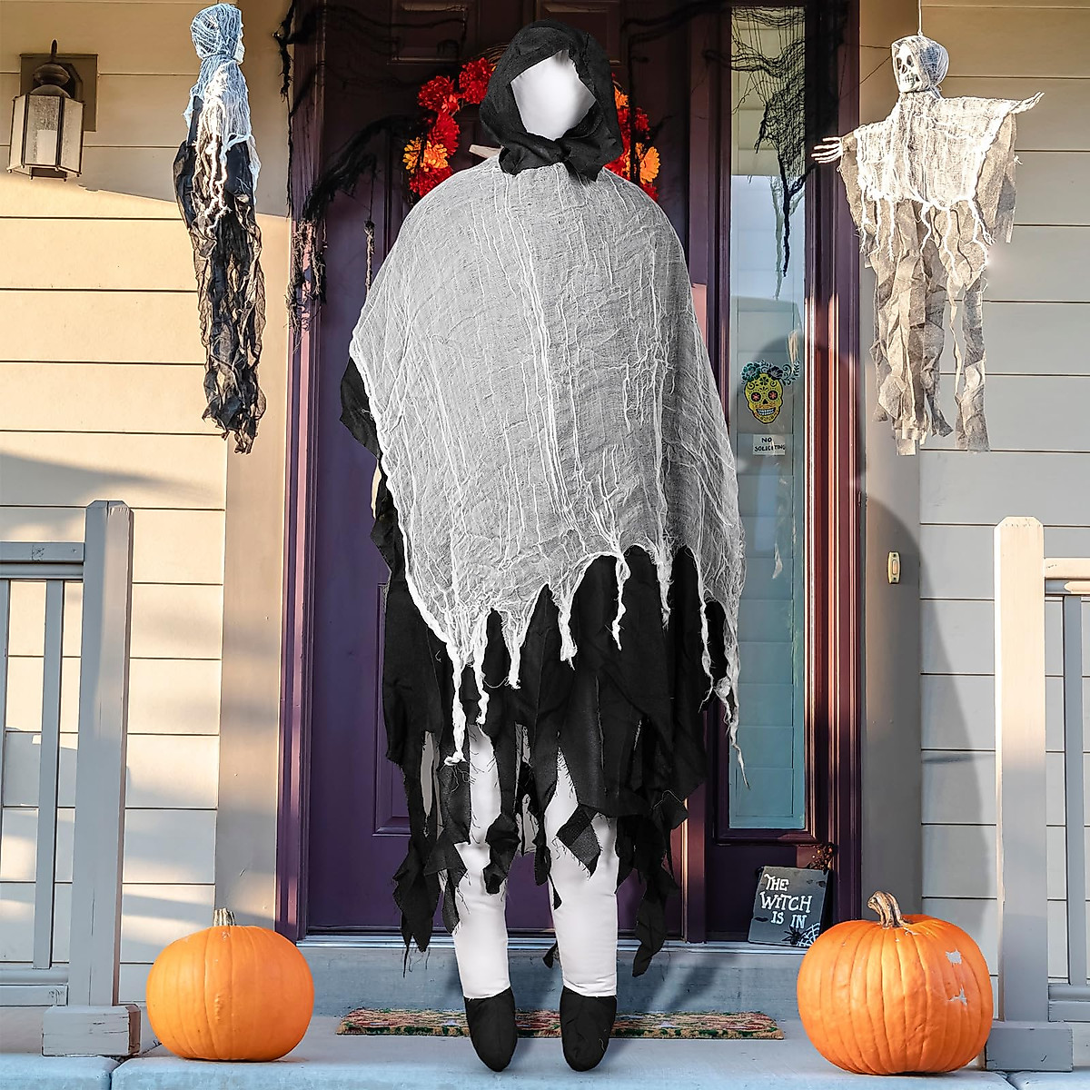 Liliful 6 ft Tall Posable Christmas Santa Claus Decor Life Size Soft Stuffed Bendable Mannequin with Hands Yard Decorations for DIY Halloween House Prop Display