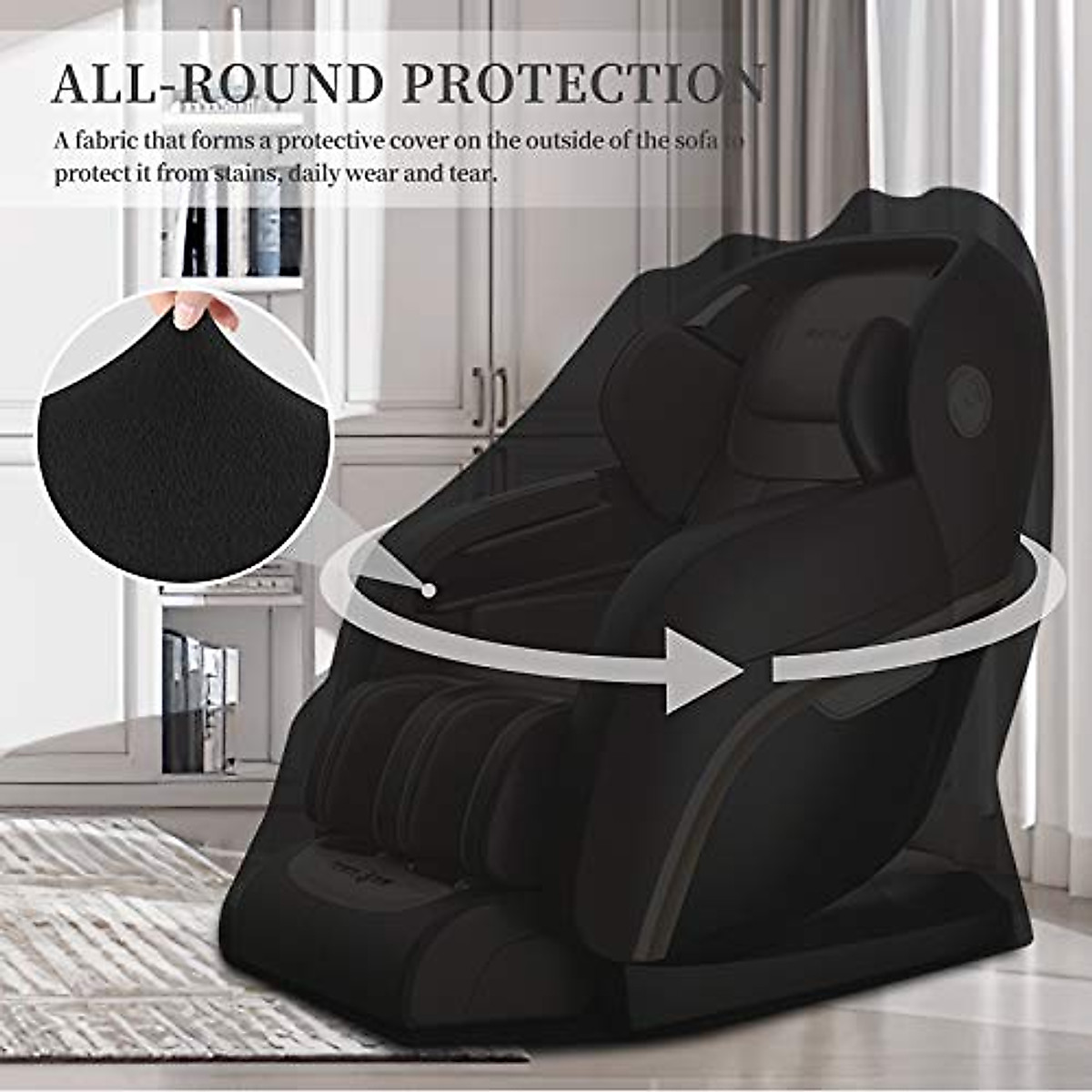 Easy-Going Stretch Massage Chair Cover, Full Body Massage Chair Sofa Covers, Dustproof Cover for Pets,Couch Cover for Massage Chair,Recliner Slipcovers for Dog,Cat,Baby(Black)
