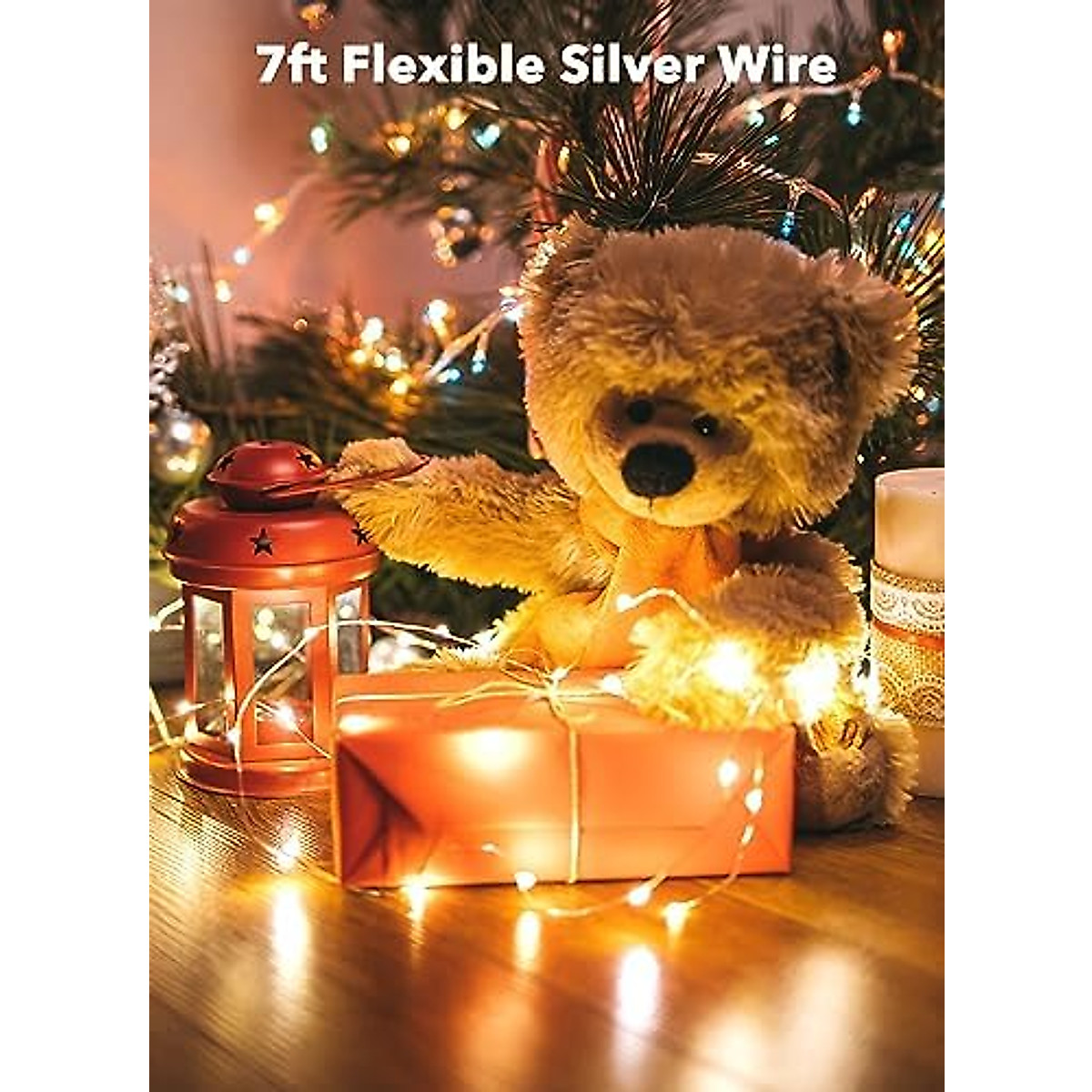 Brightown 12 Pack Led Fairy Lights Battery Operated String Lights Waterproof Silver Wire 7 Feet 20 Led Firefly Starry Moon Lights for DIY Wedding Party Bedroom Patio Christmas (12 Pack, Warm White)