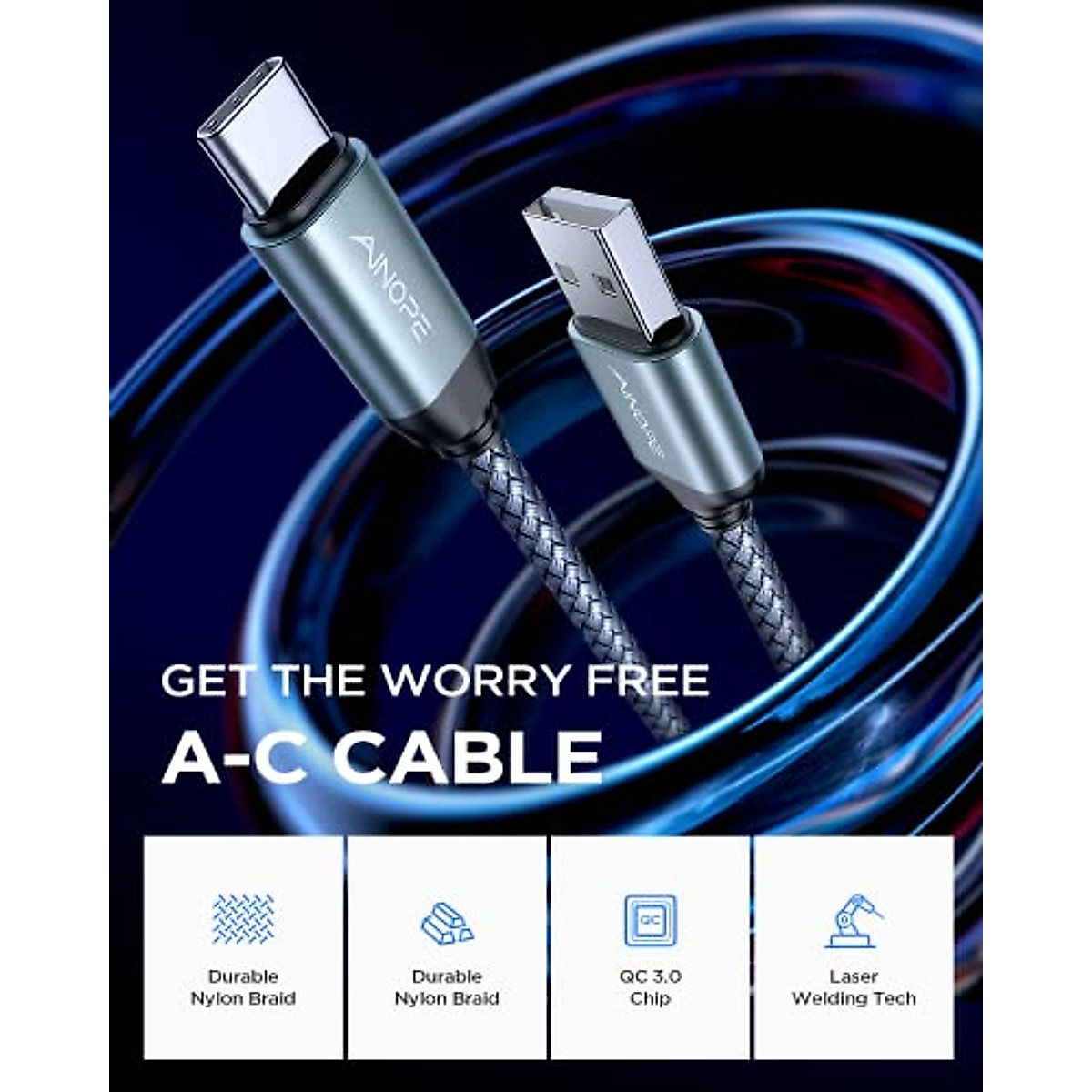 Fast Car Charger Adapter, 36W Super Mini AINOPE USB Car Charger Fast Charging [with 3.3ft USB C Cable] Dual QC3.0 All Metal Phone Charger Car Compatible with S21/S20/S10/S9, iPhone 13/12/11 pro/X/8