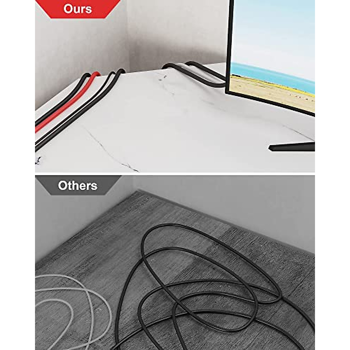 Teraves Modern L Shaped Desk with Shelves,64.84" Computer Desk/Gaming Desk for Home Office,Corner Desk with Large Desktop (White Marbling+ Gold Frame, Large+4 Tier Shelves)