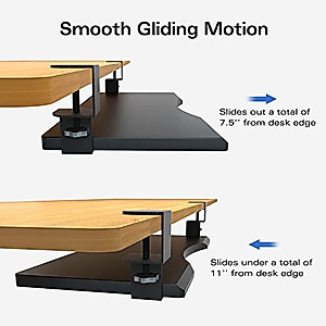 Ergonomic Under Desk Keyboard Tray with Curved Design, C-Clamp Mount, Smooth Sliding Rails, and Durable Steel Construction for Comfortable and Efficient Workstation