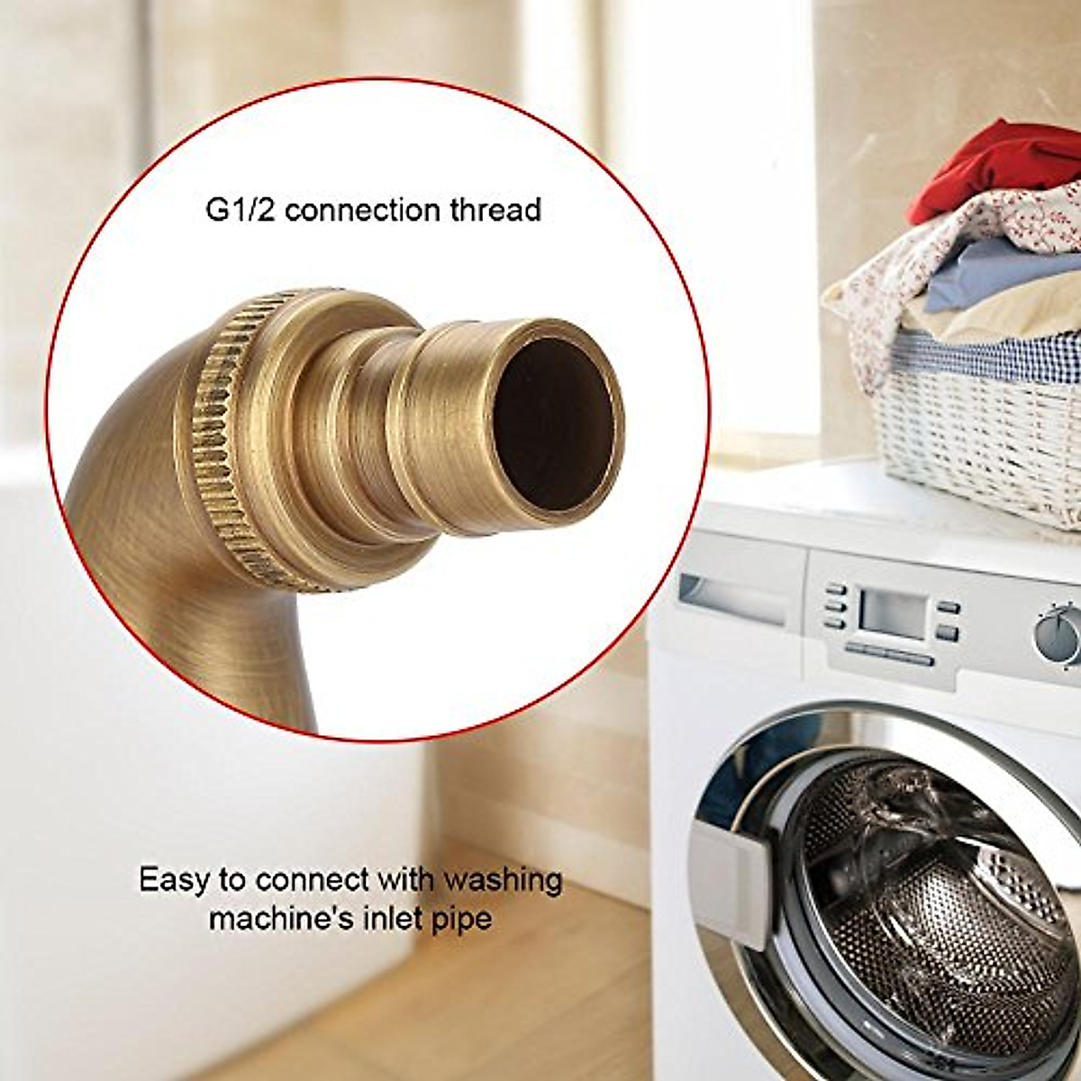 Vintage Solid Brass Single Handle Faucet Washing Hine Faucet Wall Mounted Water Tap Laundry Utility Room Sink Faucets(1#)