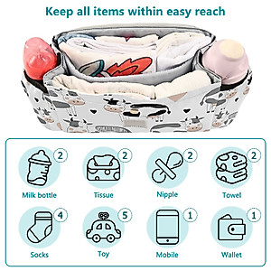 Sinestour Cute Cows Stroller Organizer with Cup Holder Universal Stroller Organizer Bag Detachable Shoulder Strap Stroller Accessories for Diaper Keys Phone Toys Fit All Baby Stroller