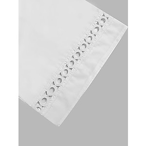 Flamingals Solid Hollow Out V Neck Saree Blouse for Women Readymade White L