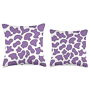 Custom Army Designs Purple Cow Print Animal Pattern Cute for Girls, Women Throw Pillow, 18x18, Multicolor