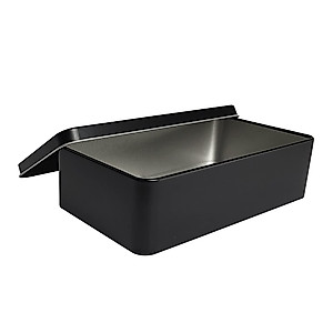 WEANOS Black Metal Tin Box Lids - Large Containers, Holder for Keeping Car Keys, Cookie, Pencil Case, 7.5 x 4.2 x 2.2 inch