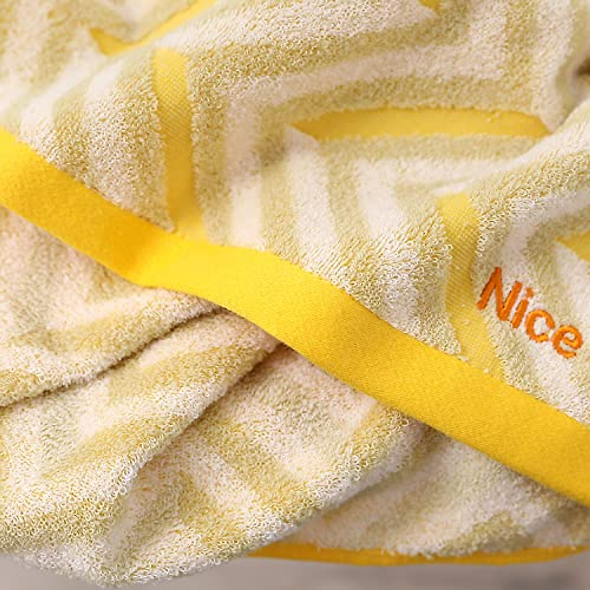 Pidada Hand Towels Set of 2 Striped Pattern 100% Cotton Absorbent Soft Decorative Towel for Bathroom 13.4 x 29.1 Inch (Green & Yellow)